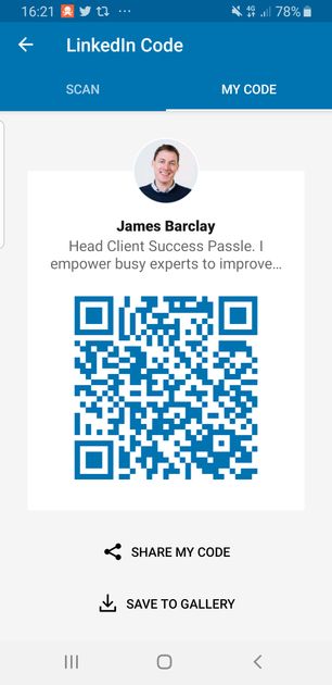 LinkedIn QR code makes it easy to connect at events, James Barclay