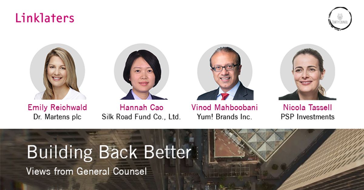 Building Back Better: Views from General Counsel, Sarah Wiggins